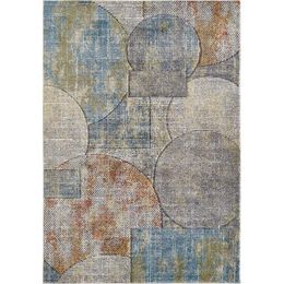 LUXOR living Teppich &raquo;Toronto&laquo; rechteckig 12 mm H&ouml;he Kurzflor, modernes Patchwork-Design, Hoch-Tief Struktur, Wohnzimmer blau Obermaterial: 100% 