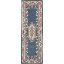 FLAIR RUGS L&auml;ufer &raquo;Aubusson&laquo; rechteckig 10 mm H&ouml;he Wolle, Teppich, Wohnzimmer, Schlafzimmer, Esszimmer blau Wolle