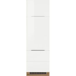 KOCHSTATION K&uuml;hlumbauschrank &raquo;KS-Brindisi&laquo; 60 cm breit, 200 cm hoch, hochwertige MDF Fronten wei&szlig; MDF