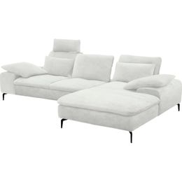 W.Schillig Ecksofa &raquo;valentinoo, Designsofa, bequem, elegant und zeitlos, L-Form&laquo; inklusive Hocker, mit Sitztiefenverstellung, Breite 299 cm wei&szlig; 