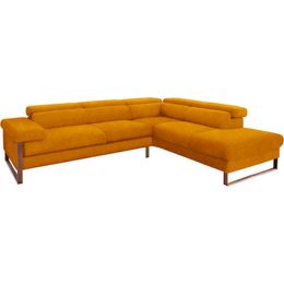 W.Schillig Ecksofa &raquo;finn, Designsofa mit tollem Sitzkomfort, bequem, L-Form&laquo; German Design Award 2016, Fu&szlig;gestell Nussbaum natur, Breite 281 cm gelb 
