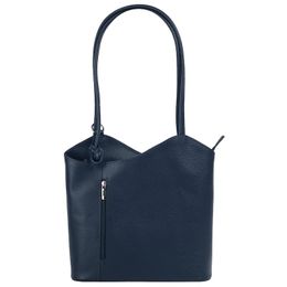 CLUTY Damen Cityrucksack echt Leder, Made in Italy blau B/H/T: 29cm x 28cm x 9cm, onesize