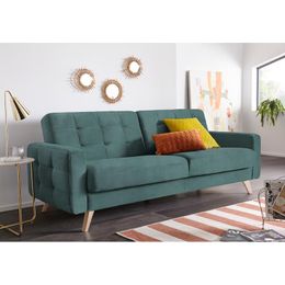 exxpo - sofa fashion 3-Sitzer &raquo;Nappa, kompakt, bequem, zeitloses Design, Breite 222cm, L-Form&laquo; tolle Detailverarbeitung blau Samtvelours (100% 