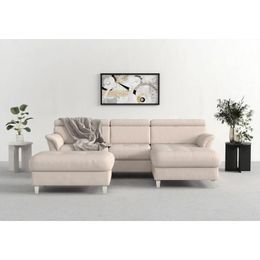 Sit & More sit&more Ecksofa &raquo;Marano L-Form&laquo; inklusive Kopfteilverstellung, wahlweise mit Bettfunktion, Bettkasten beige 100% Polyester