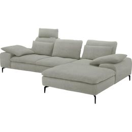 W.Schillig Ecksofa &raquo;valentinoo, Designsofa, bequem, elegant und zeitlos, L-Form&laquo; inklusive Hocker, mit Sitztiefenverstellung, Breite 299 cm grau 
