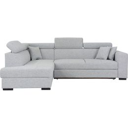 Home Affaire Ecksofa &raquo;Tulio L-Form&laquo; wahlweise mit Bettfunktion und Bettkasten, incl. 3 Zierkissen grau Struktur fein (100% Polyester);Struktur (100% 