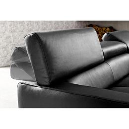 COTTA Ecksofa &raquo;Sammy L-Form&laquo; mit Kopfteilverstellung, wahlweise mit Bettfunktion schwarz Microfaser PRIMABELLE (100% Polyester);NaturLEDER in Sitz und