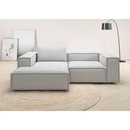 Home Affaire Ecksofa &raquo;Watertown, kompakte L-Form, 246 cm breite f&uuml;r kleinere R&auml;ume&laquo; modernes Ecksofa mit Feincordbezug, platzsparend & bequem grau 94%