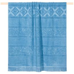 Pad Handtuch &raquo;HARLEM, 50x100 cm&laquo; Made in Europe, Ton in Ton gestreift, mit Ornamenten, mit Fransen blau Frottee, Frottee