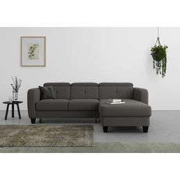 Sit & More sit&more Ecksofa &raquo;Belluci L-Form&laquo; inklusive Federkern, wahlweise mit Bettfunktion und Bettkasten grau