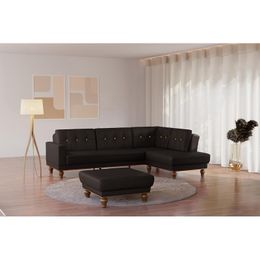 Sit & More sit&more Ecksofa &raquo;Orient 5 L-Form&laquo; mit Strass-Stein, wahlweise mit Bettfunktion und Bettkasten braun 100% Polyuretan