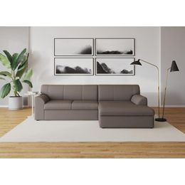 DOMO collection Ecksofa &raquo;Topper, elegant und zeitlos, kompaktes Stellma&szlig; 245/155cm, L-Form&laquo; mit Recamiere, wahlweise mit Schlaffunktion braun