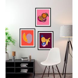 queence Bild &raquo;Maya&laquo; Essen Figuren Kunst Lebensmittel Obst Obst Bilder 1 Stk. tlg. HD Premium Poster-Druck inkl. Holzrahmen lila Acrylglas, Holz, 