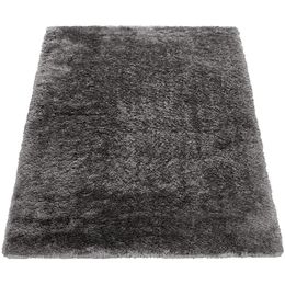 Paco Home Hochflor-Teppich &raquo;Akumal 930&laquo; rechteckig 60 mm H&ouml;he Shaggy, besonders weich durch Softgarn, Uni-Farben grau Polyester