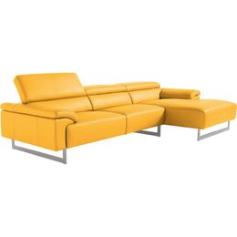 Egoitaliano Ecksofa &raquo;Malika, edel und bequem, Designsofa mit hochwertigen Bez&uuml;gen, L-Form&laquo; mit Recamiere, inkl. Kopfteilverstellung und chromfarbenen Metallf&uuml;&szlig;en 