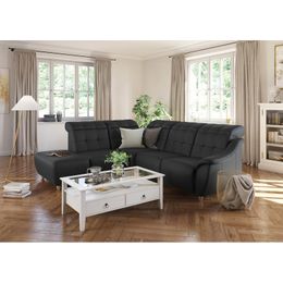 Home Affaire Ecksofa &raquo;Boston L-Form&laquo; Kopfteilverstellung an jeder Sitzfl&auml;che, wahlweise Relaxfunktion schwarz Struktur (100% Polyester);Luxus-