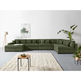 Home Affaire Wohnlandschaft &raquo;Skara XXL U-Form&laquo; Lounge-Sofa XXL mit Federkern-Polsterung, in vielen Bezugsvarianten gr&uuml;n 100% Polyester