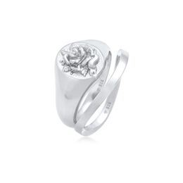 Elli Damen Fingerring &raquo;Siegelring Rose Basic Ring 2er Set 925 Silber&laquo; silber