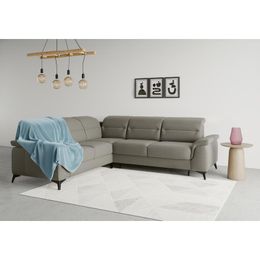 Sit & More sit&more Ecksofa &raquo;Sinatra L-Form&laquo; optinal mit Kopfteilverstellung und Armteilfunktion, Metallf&uuml;&szlig;e braun 100% Polyester