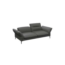 FLEXLUX 2,5-Sitzer &raquo;Salino, Funktionssofa, Relaxsofa&laquo; Sofa mit Arm- und Kopfteil-Verstellungen, Kaltschaum & Stahl-Wellen grau 100% Echtleder