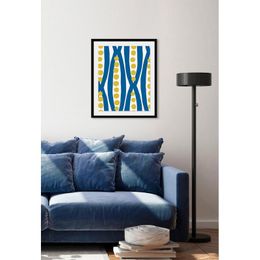 queence Bild &raquo;Newsha&laquo; Abstrakt Figuren Gem&auml;lde Kunst 1 Stk. tlg. HD Premium Poster-Druck inkl. Holzrahmen blau Acrylglas, Holz, Papier