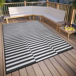 my home Teppich &raquo;Viela Outdoor Wendeteppich, auch als L&auml;ufer erh&auml;ltlich&laquo; rechteckig 5 mm H&ouml;he schwarz wei&szlig;, Flachgewebe, Balkon, Wohnzimmer, In-