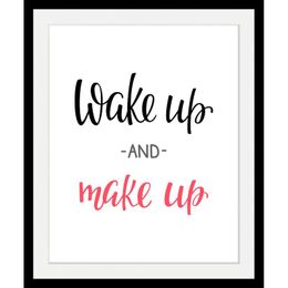 queence Bild &raquo;Wake up&laquo; Fashion Motivationsbilder Schriftzug Schwarz-Wei&szlig; HD Premium Poster-Druck inkl. Holzrahmen bunt Acrylglas, Holz, Papier