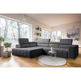 exxpo - sofa fashion Ecksofa &raquo;Elianos, hoher Sitzkomfort, aufwendige Kreuzsteppung im Sitz, L-Form&laquo; Kopfteile & Sitztiefe verstellbar, ohne 