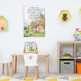 LuckyLinde Leinwandbild &raquo;Der kleine B&auml;r und der kleine Tiger vor ihrem Haus&laquo; 1 Stk. tlg. Exklusive JANOSCH Kindermotive bunt Canvas, Holzrahmen