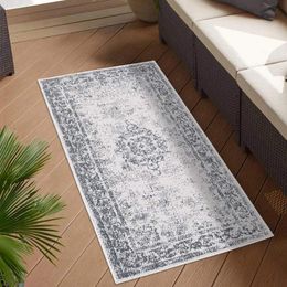 Carpet City Outdoorteppich &raquo;DUO RUG 5577&laquo; rechteckig 5 mm H&ouml;he Wendeteppich Wetterfest In- & Outdoor, Balkon, Terrasse, Wohnzimmer grau Obermaterial: 100% 