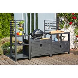 siena GARDEN Outdoor-K&uuml;chenmodul &raquo;Texas&laquo; Set, 3-tlg., Gestell und Arbeitsfl&auml;chen aus pulverbeschichtetem Aluminium grau Aluminium