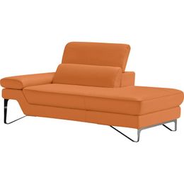 Egoitaliano Ottomane &raquo;Princess, elegantes Designsofa mit erstklassigem Sitzkomfort,&laquo; inkl. verstellbarem Kopfteil und edle Designmetallf&uuml;&szlig;e orange Leder &raquo;BULL&laquo; (