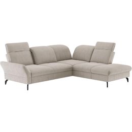 Sit & More sit&more Ecksofa &raquo;Leandro L-Form&laquo; Wahlweise mit Bett-, Kopfteil - und Armlehnfunktion, sowie Stauraum beige 90% Polyester, 10% Polyamid