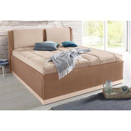 Westfalia Schlafkomfort Polsterbett mit Bettkasten und Tagesdecke braun Bezug Bett: Microfaser (100% Polyester);Bonnell-Federkernmatratze: Frottee (100% Polyester);