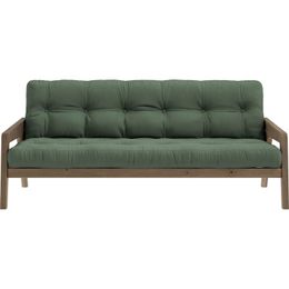 Karup Design Schlafsofa Mit Holzstruktur, inkl. Futonmatratze, Liegefl&auml;che 130x190 cm gr&uuml;n 81% Baumwolle + 20% polyester
