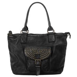 Samantha Look Damen Shopper echt Leder, Made in Italy schwarz