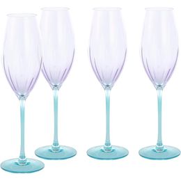 Creatable Sektglas &raquo;Swirly Spring, Sektgl&auml;ser-Set, 4-tlg.&laquo; Rillen Relief, Modern, Sommerlich, Leicht bunt Glas
