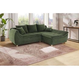 Jockenh&ouml;fer Ecksofa &raquo;Genua L-Form, B: 250 cm&laquo; mit 2 Zierkissen gr&uuml;n Cord: 100% Polyester