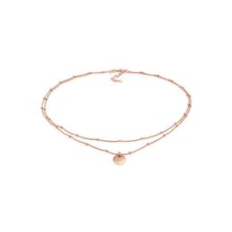 Elli Damen Collier &raquo;Choker Layer Pl&auml;ttchen Kugelkette 925 Silber&laquo; rosa