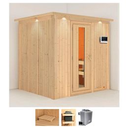 Karibu Sauna &raquo;Solida&laquo; Set, Ofen 9 KW externe Strg easy beige