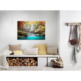 A.S. Cr&eacute;ation Leinwandbild &raquo;Waterfall&laquo; Kunst Natur 1 Stk. tlg. Wasserfall Bild Keilrahmen Leinwand-Bild Wohnzimmer modern Wandbild bunt Holz, Stahl