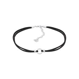 Elli Damen Collier &raquo;Halsband schwarz Choker mit Kreis 925 Silber&laquo; schwarz