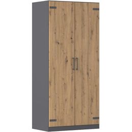 Rauch Dreht&uuml;renschrank &raquo;Kleiderschrank Jugendzimmer Kinderzimmer Stauraum Topseller Holmes&laquo; Breite 91/H&ouml;he 197/Tiefe 54cm - Industrial Style - MADE IN