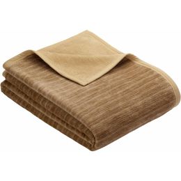 Ibena Wohndecke &raquo;Fano&laquo; mit Streifen versehen, Kuscheldecke beige Baumwolle, Kunstfaser