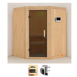 Karibu Sauna &raquo;Nanna&laquo; Set, Ofen 3,6 kW externe Strg.easy beige