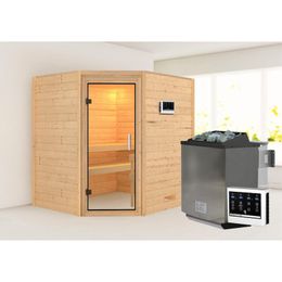 Karibu Sauna &raquo;Mia (Fronteinstieg)&laquo; Ofen 9 kW Bio externe Strg easy beige