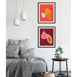 queence Bild &raquo;Neele&laquo; Essen Figuren Kunst Lebensmittel Obst Obst Bilder 1 Stk. tlg. HD Premium Poster-Druck inkl. Holzrahmen orange Acrylglas, Holz, 
