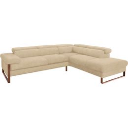 W.Schillig Ecksofa &raquo;finn, Designsofa mit tollem Sitzkomfort, bequem, L-Form&laquo; German Design Award 2016, Fu&szlig;gestell Nussbaum natur, Breite 281 cm beige 