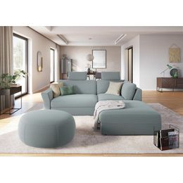 Sit & More sit&more Ecksofa &raquo;Cadabra L-Form&laquo; Breite 243 cm, inklusive Sitztiefenverstellung blau Samtoptik (100% Polyester);Soft clean (98% Polyester, 2% 