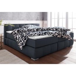 Home Affaire Boxspringbett &raquo;Chelles&laquo; inkl. Topper,, in XXL- &Uuml;berl&auml;nge 220 cm, Unterbox mit feine W&ouml;lbung grau Samtoptik (100% Polyester);Bezug der 